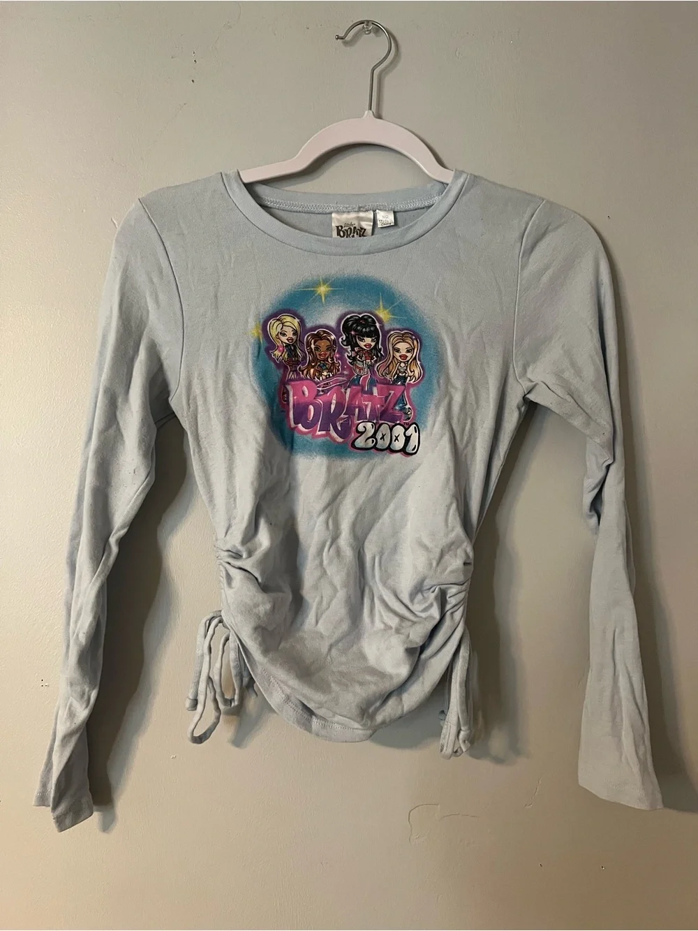 Bratz | Tops | Light Blue Bratz 200 Ruched Long Sleeve Graphic Top ...